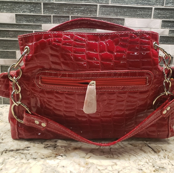 Bags | Red Large Purse Tote With Multi Colored Flower | Poshmark